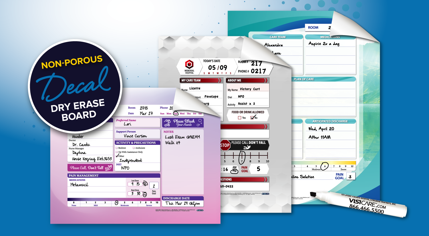 Decal Boards for Patient Rooms | Movable | Easy Apply | VisiCare™