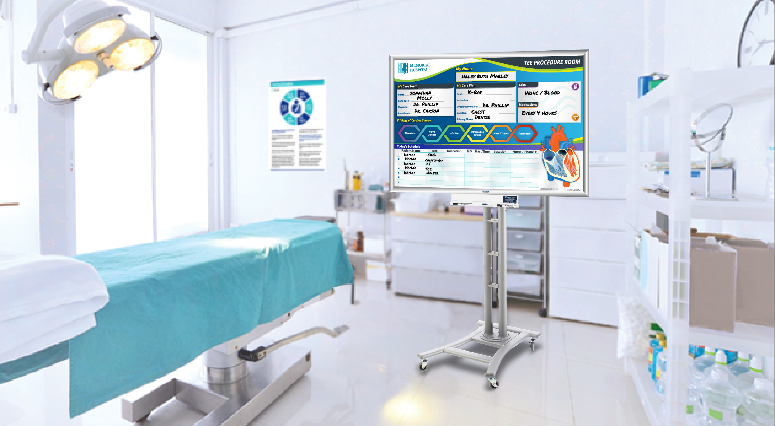 Mobile Rolling Healthcare Whiteboards | Interchangeable | VisiCare™